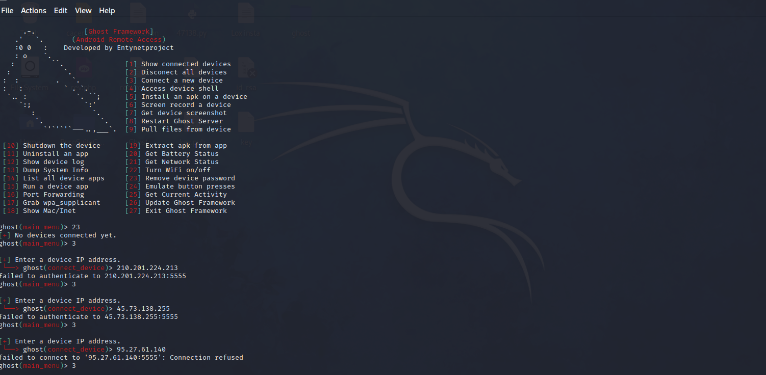 Failed to connect, GHOST 5.0v and 8.0v · Issue #362 · EntySec/Ghost · GitHub
