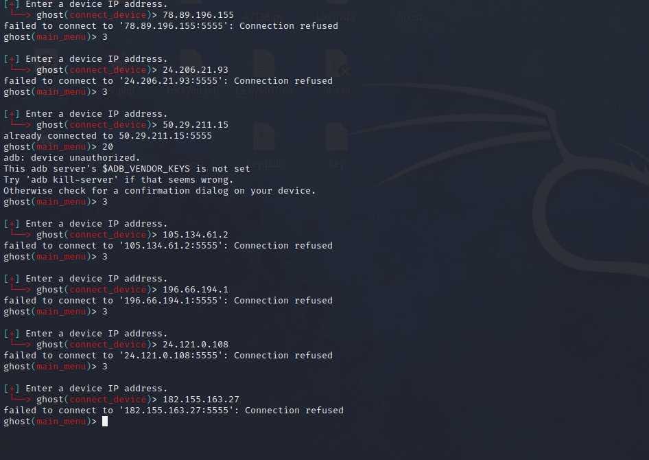 Failed to connect, GHOST 5.0v and 8.0v · Issue #362 · EntySec/Ghost · GitHub