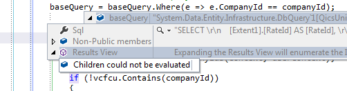 Unable to debug EF queries: Children could not be evaluated · Issue #399 · dotnet/ef6 · GitHub