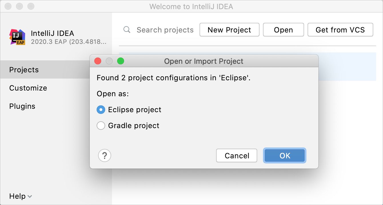 Correctly open projects that can be opened with several "project ...