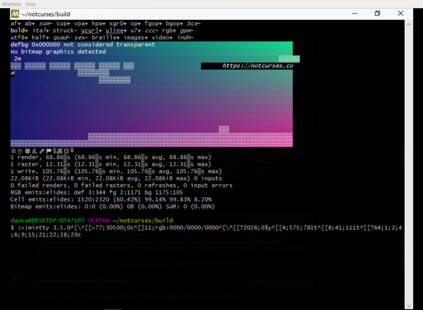 get cell geometry in mintty · Issue #2098 · dankamongmen/notcurses · GitHub