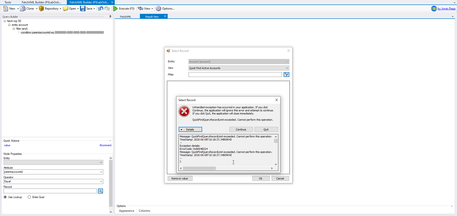 Error when pressing on the filter button in the lookup popup window · Issue #312 · rappen ...