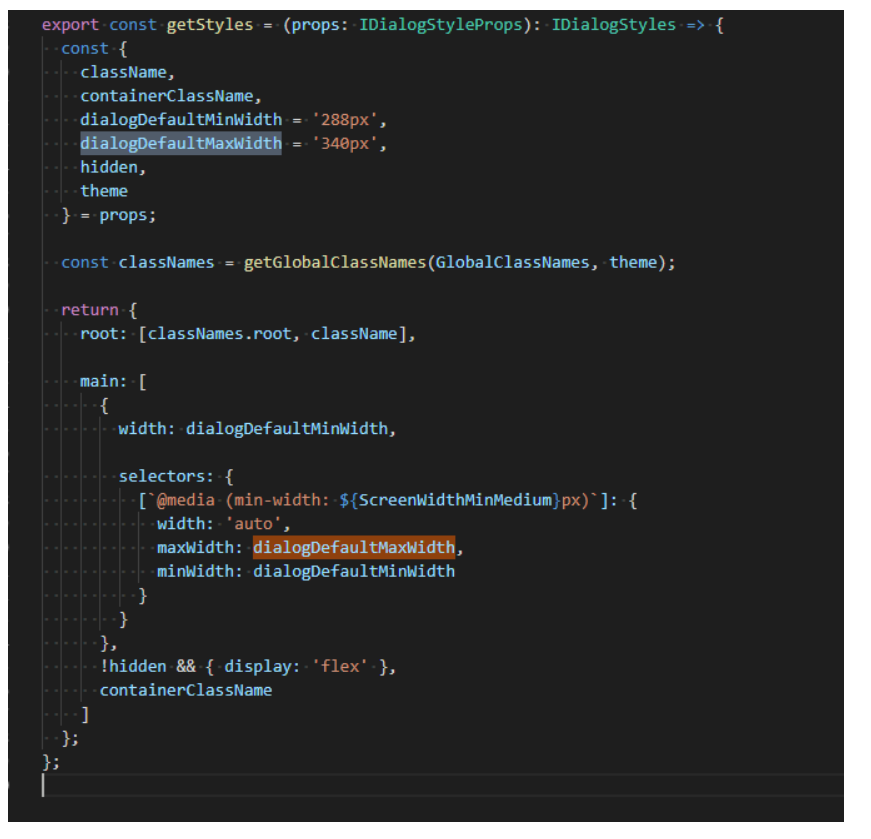 Dialog Does Not Pass Dialogdefaultmaxwidth Or Dialogdefaultminwidth To Styles Function · Issue 0297