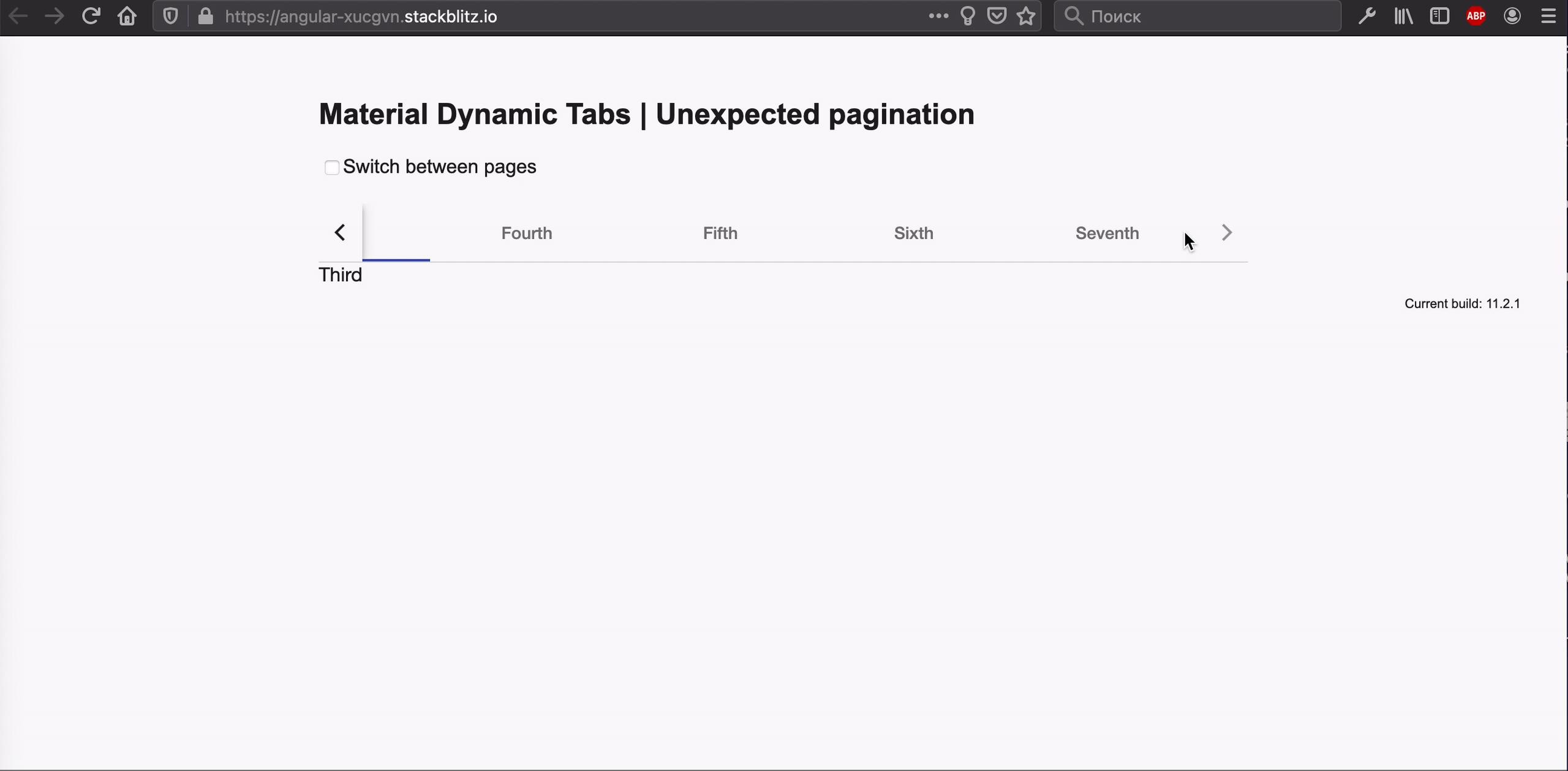 bug(MatTabGroup): Pagination for tabs isn't properly re-initialized when underlying tab contents ...