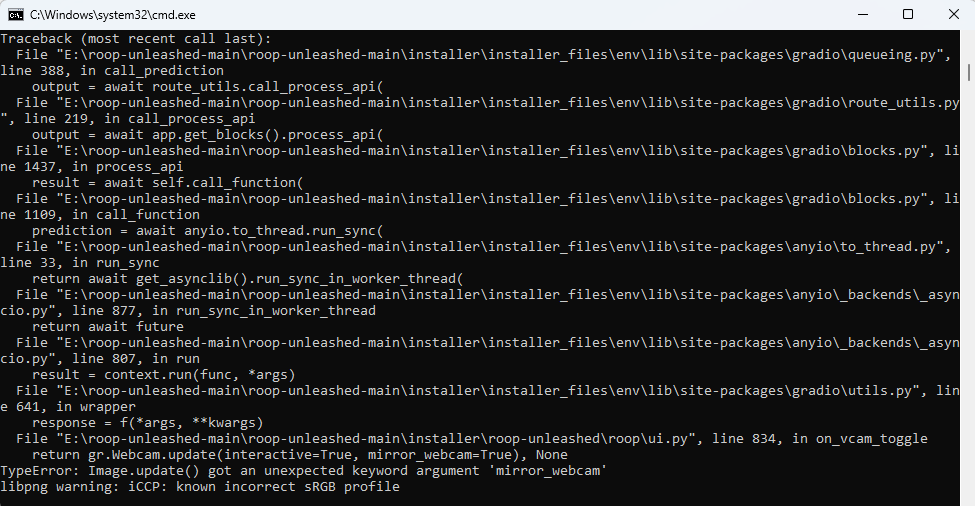 Virtual cam not working · Issue #265 · C0untFloyd/roop-unleashed · GitHub