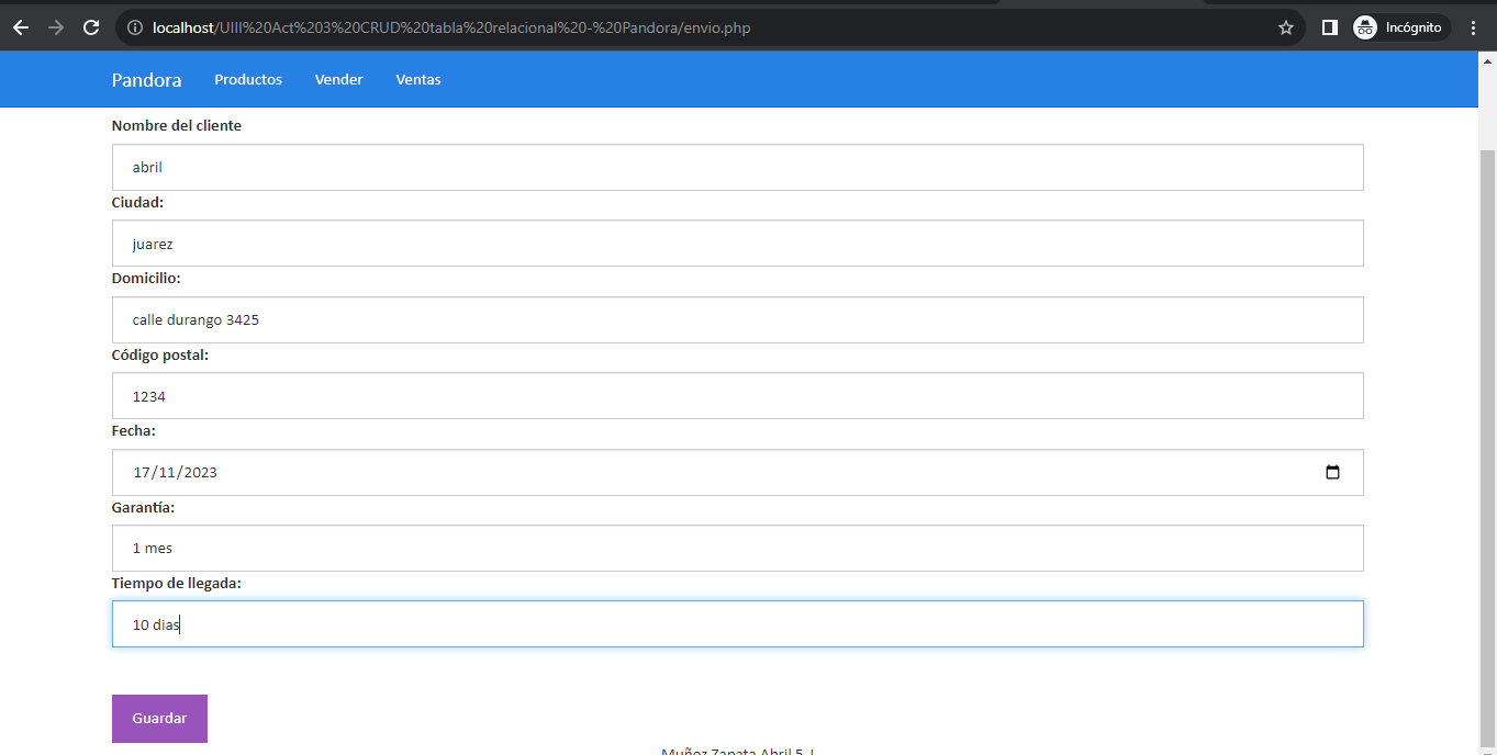 GitHub - abrilmunozzapata1/UIII-Act-3-CRUD-tabla-relacional: Abril Muñoz