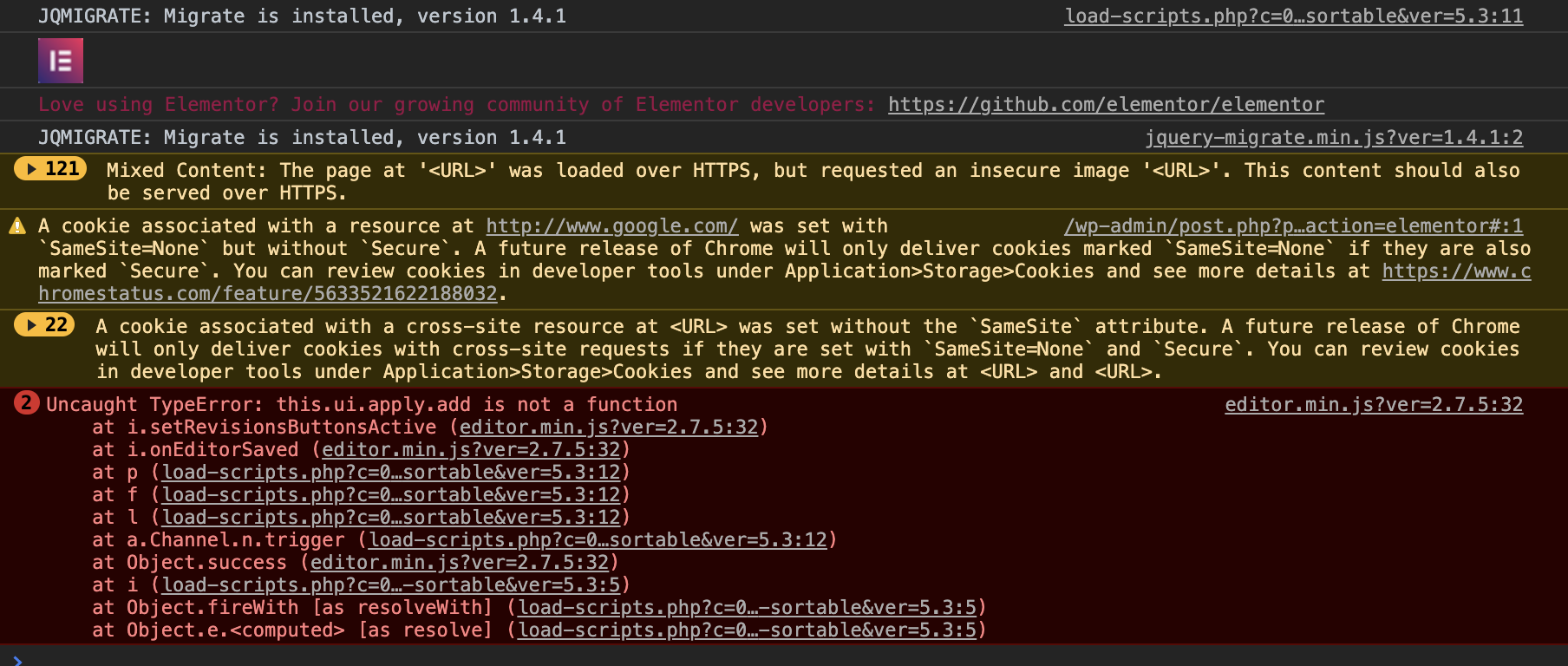 Editor does not load · Issue #9700 · elementor/elementor · GitHub