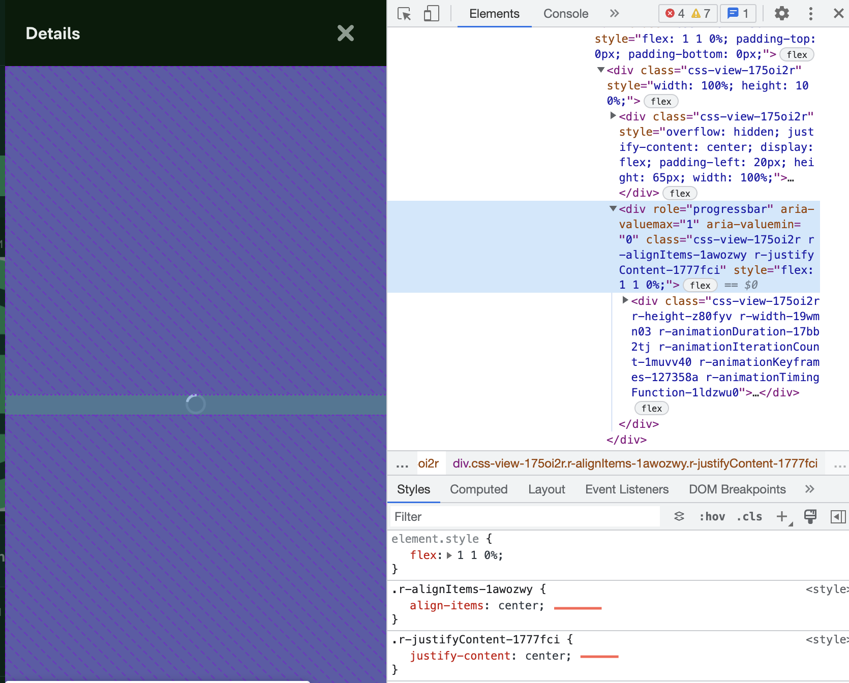 [HOLD for payment 2023-01-30] [$1000] Loader is not center aligned on transactions detail page ...