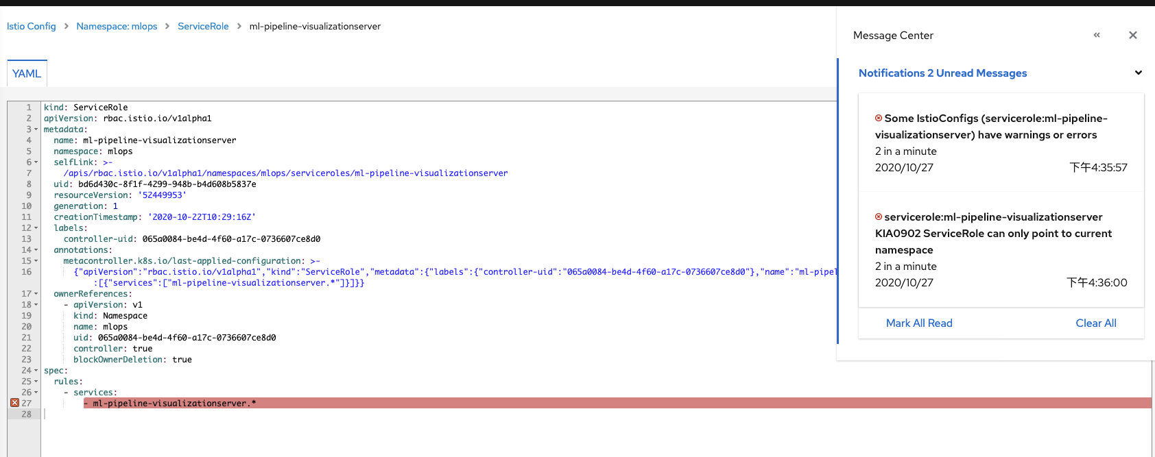 User None Is Not Authorized To List V1beta1notebooks For Namespace Mlops · Issue