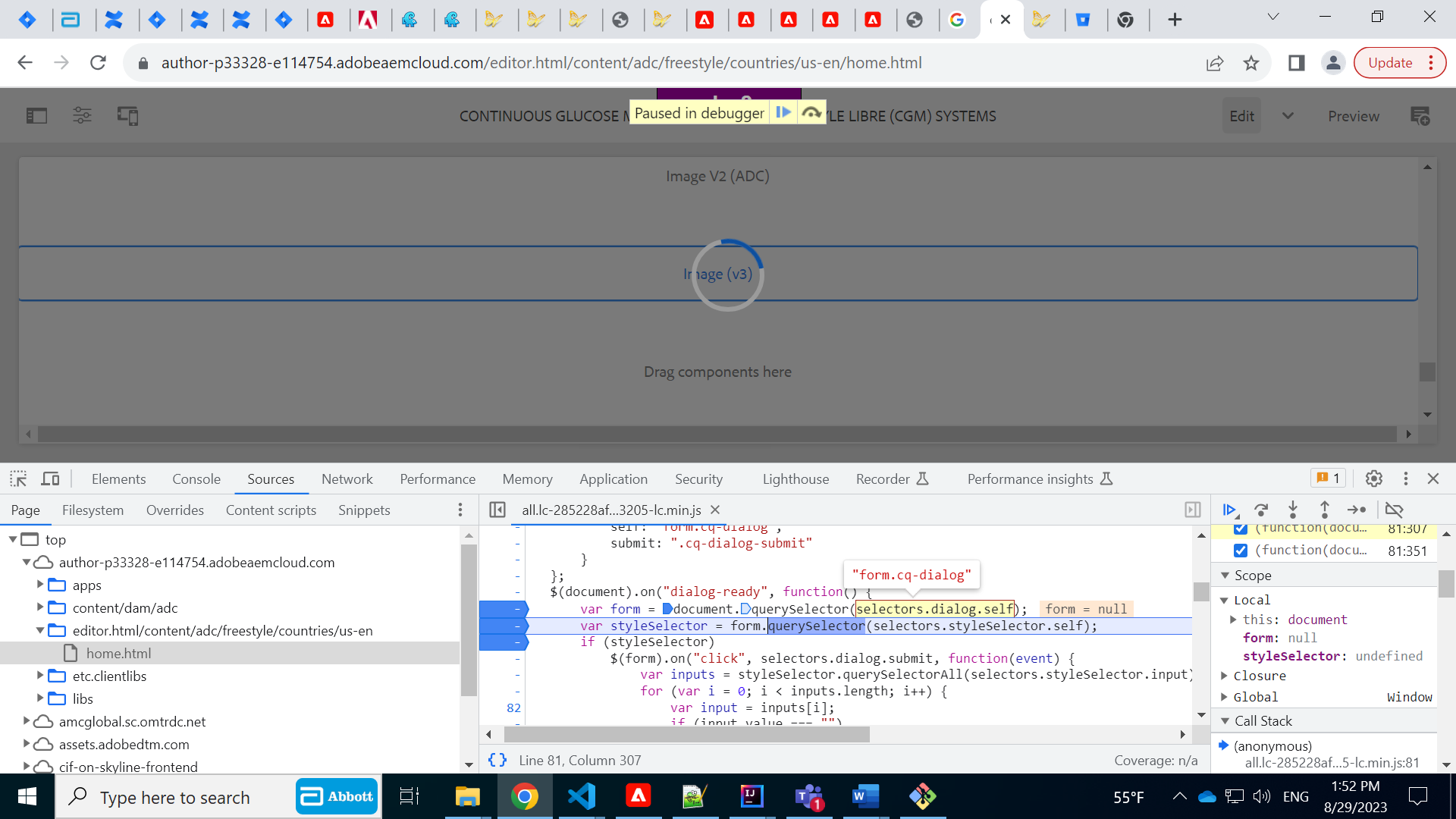 Image V3 Core Component Authoring Dialog Not Loading After Clicking Configure In Lower