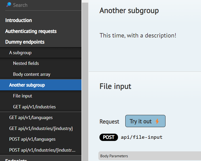 How to create Sub Groups with the documentation? · Issue #484 · knuckleswtf/scribe · GitHub