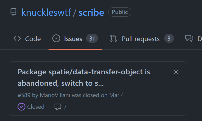 Package spatie/data-transfer-object is abandoned, you should avoid using it. Use spatie/laravel ...