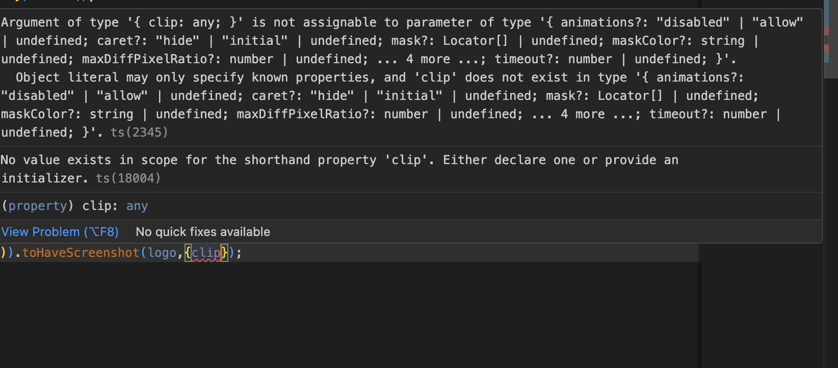 [BUG] .toHaveScreenshot() method is missing the clip option from the wiki · Issue #27426 ...