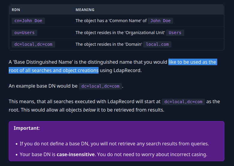 [feature Request] Base Dn Replacement Everywhere · Issue 632 · Directorytree Ldaprecord · Github