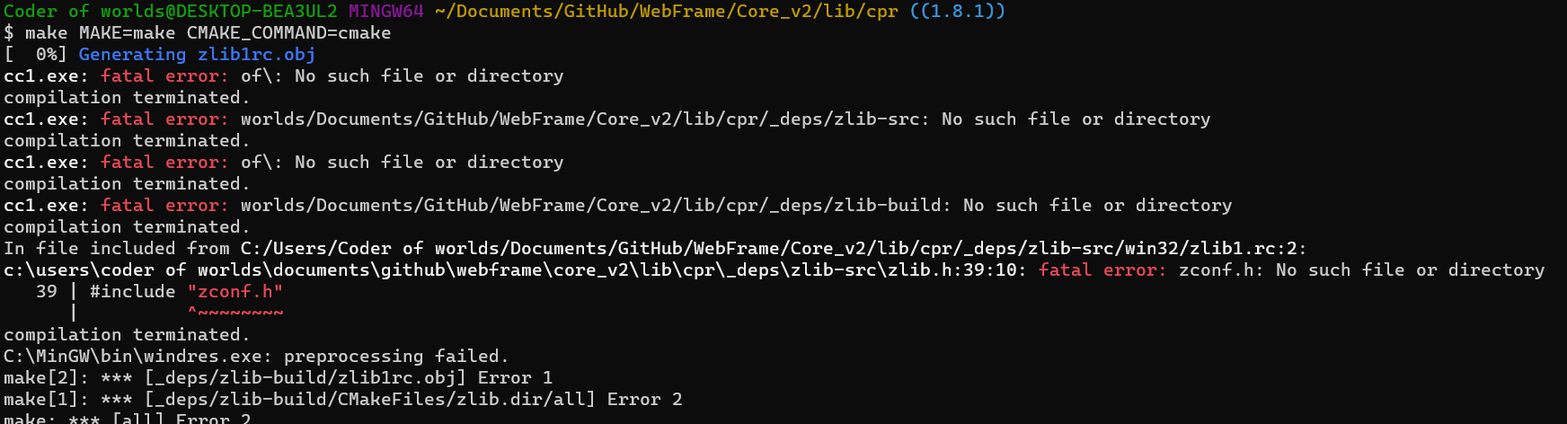 Makefile is not suitable for paths with spaces in it · Issue #727 · libcpr/cpr · GitHub