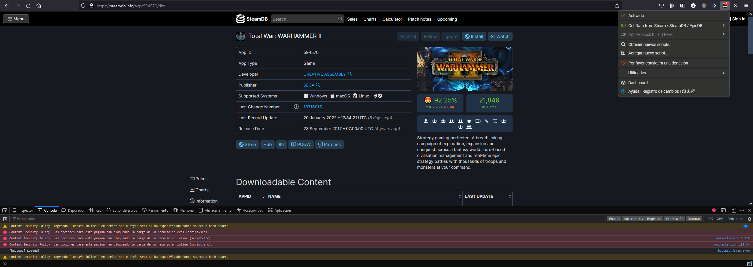 SteamDB button not appearing despite script loaded and activated in tempermonkey · Issue #87 ...