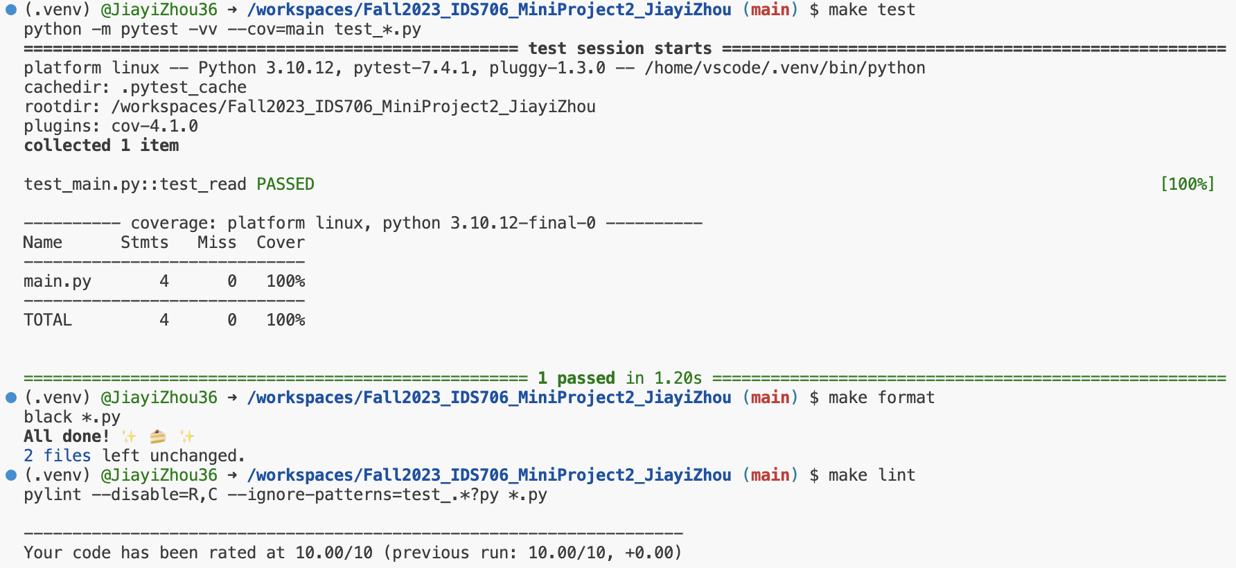 GitHub - nogibjj/Fall2023_IDS706_MiniProject2_JiayiZhou: This is for class data engineering mini ...
