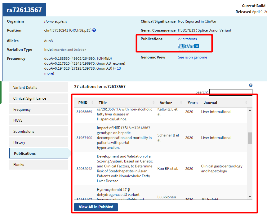 LitVar Integration · Issue #795 · broadinstitute/gnomad-browser · GitHub