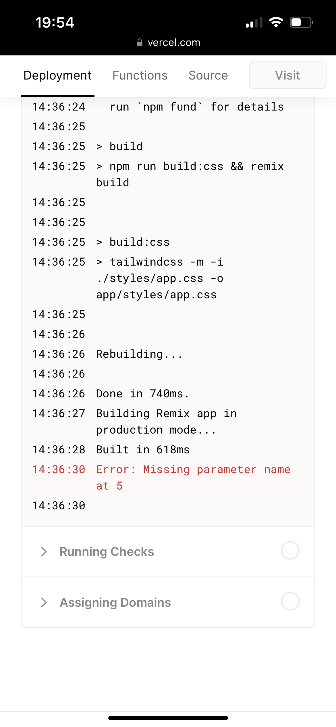 „Error: Missing parameter name at 5“ during deployment · vercel community · Discussion #1594 ...