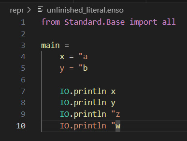 Unclosed text literal issues no syntax error · Issue #7279 · enso-org/enso · GitHub