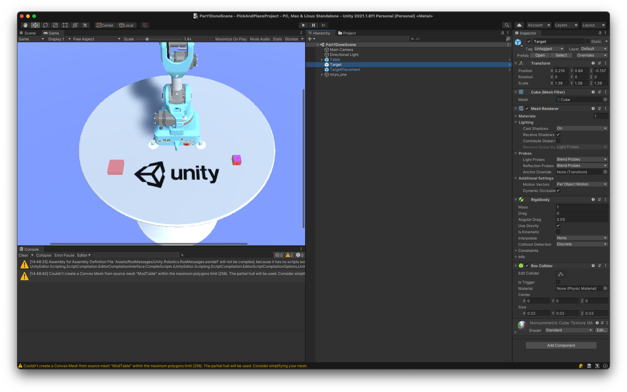 Robotic hand not grabbing the target · Issue #313 · Unity-Technologies/Unity-Robotics-Hub · GitHub