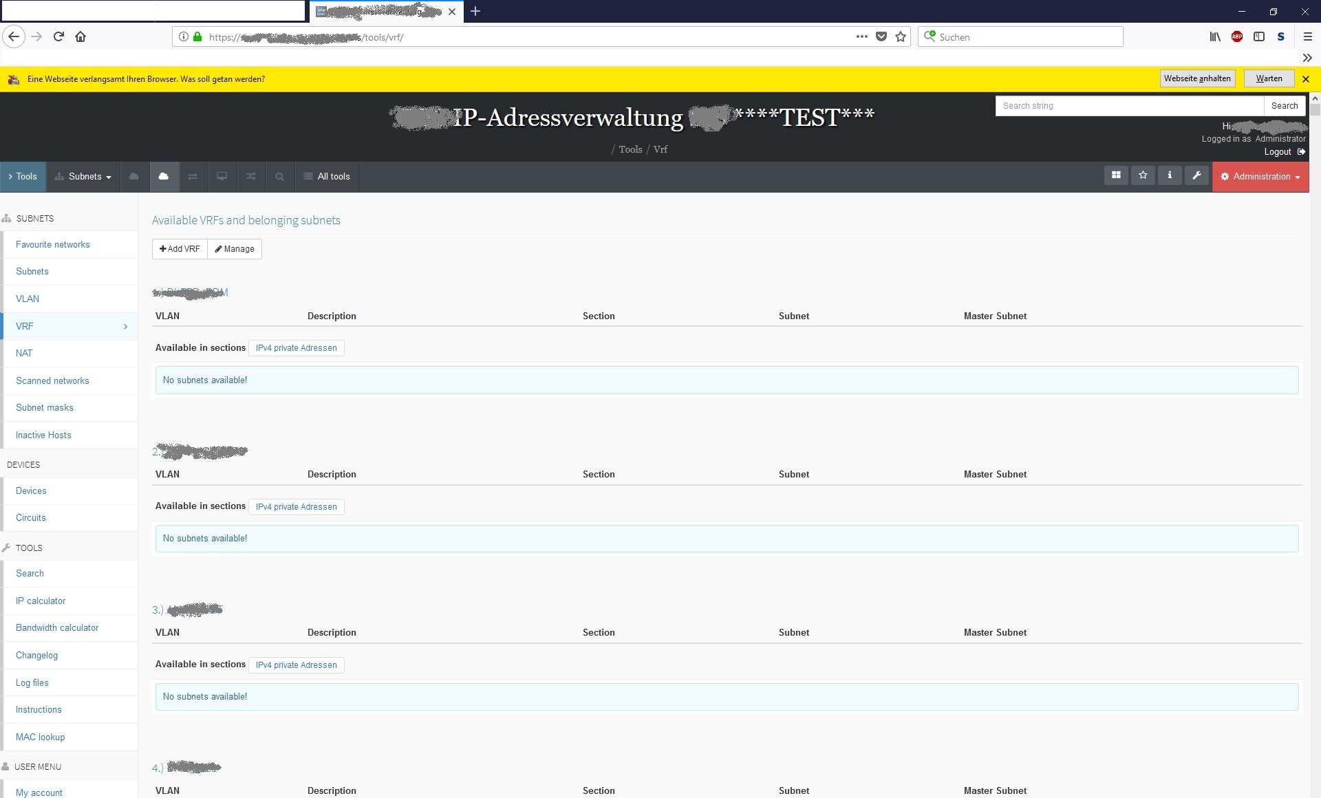 VRF module is broken (phpIPam 1.3.2) · Issue #2173 · phpipam/phpipam · GitHub