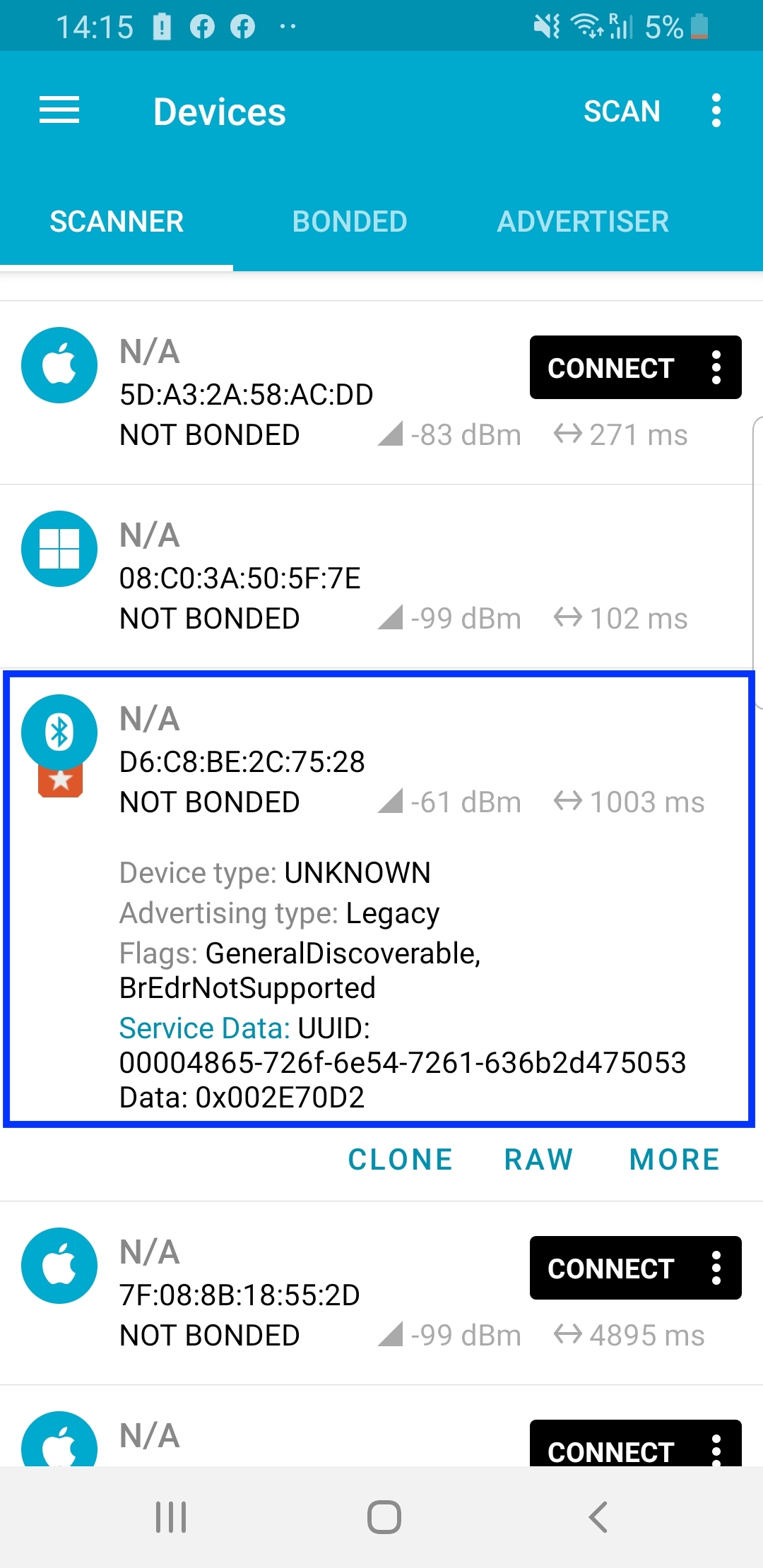 How to scan for peripherals that have a given service UUID as a key in their service data ...
