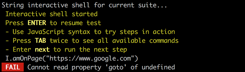 Shell mode not opening a browser with Pupeeteer · Issue #1331 · codeceptjs/CodeceptJS · GitHub