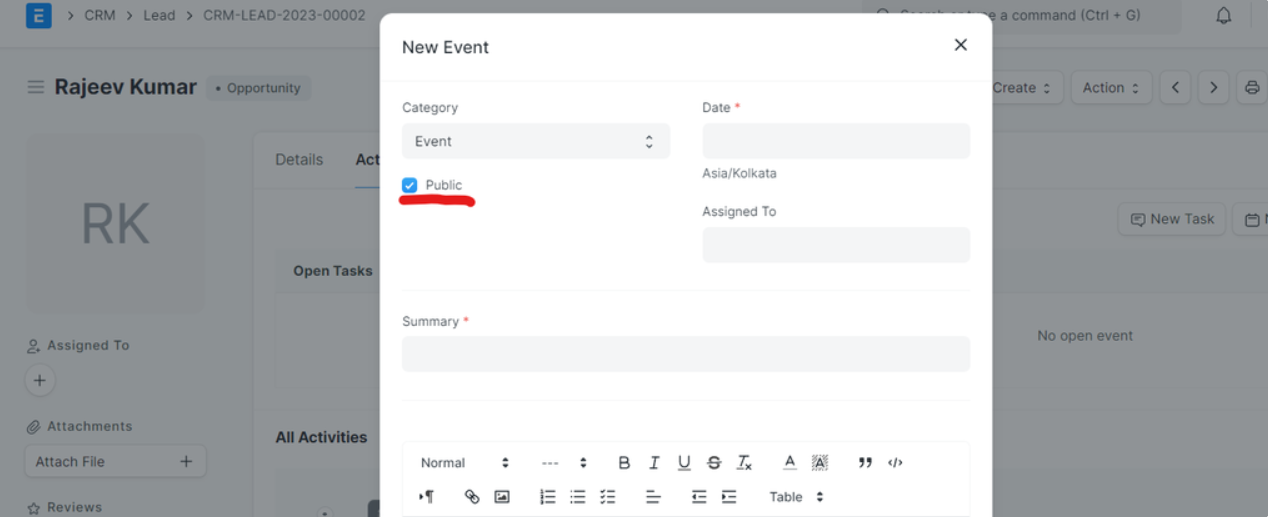 Event Created from Lead should be Private · Issue #36897 · frappe/erpnext · GitHub