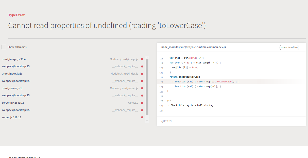 Bug Cannot Read Properties Of Undefined Reading Tolowercase Storefront Uivue 25 