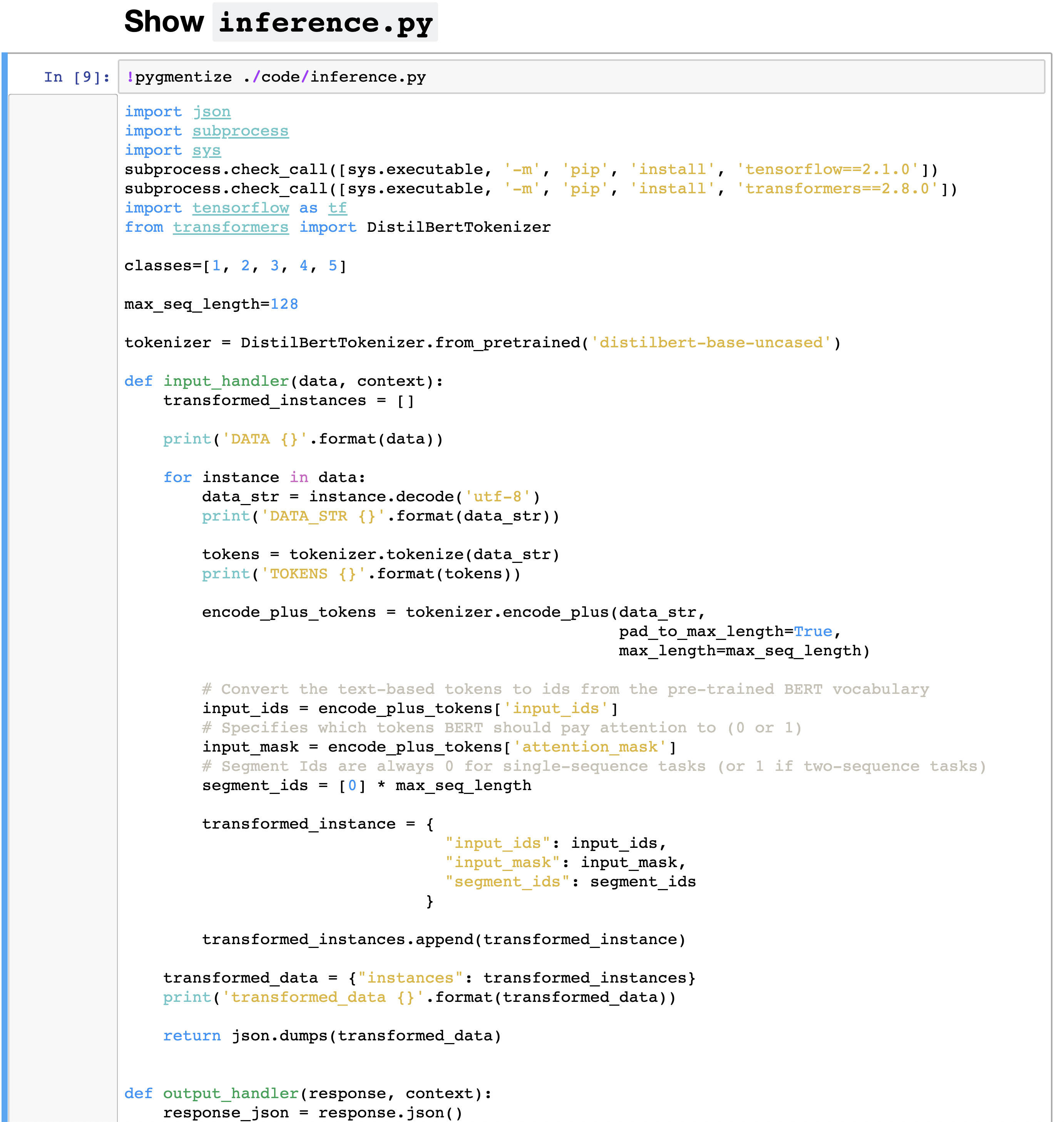 Figure out a better way to display code in a jupyter cell (besides cat ...