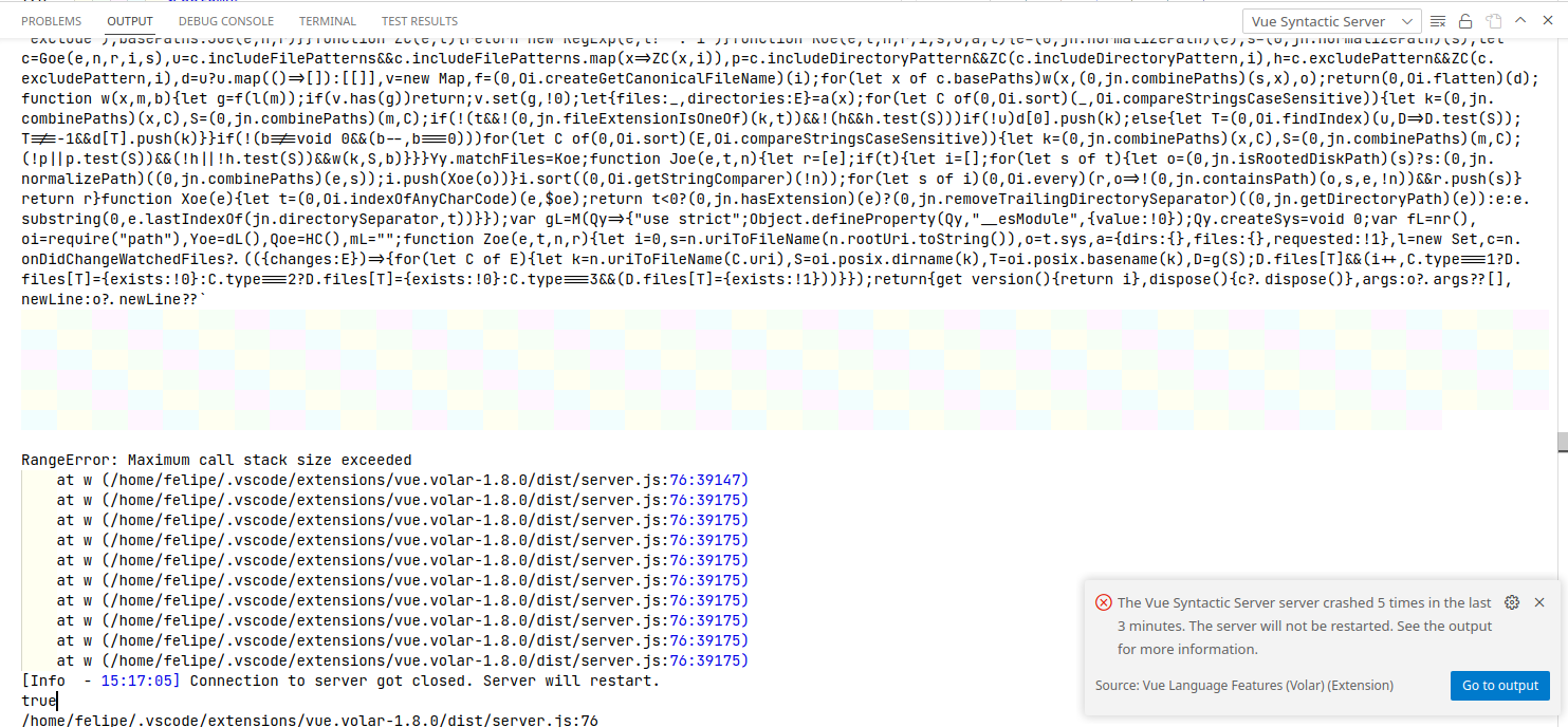 Pre Release Version V1712 Vue Syntactic Server Server Crashed 5 Times In The Last 3 Minutes