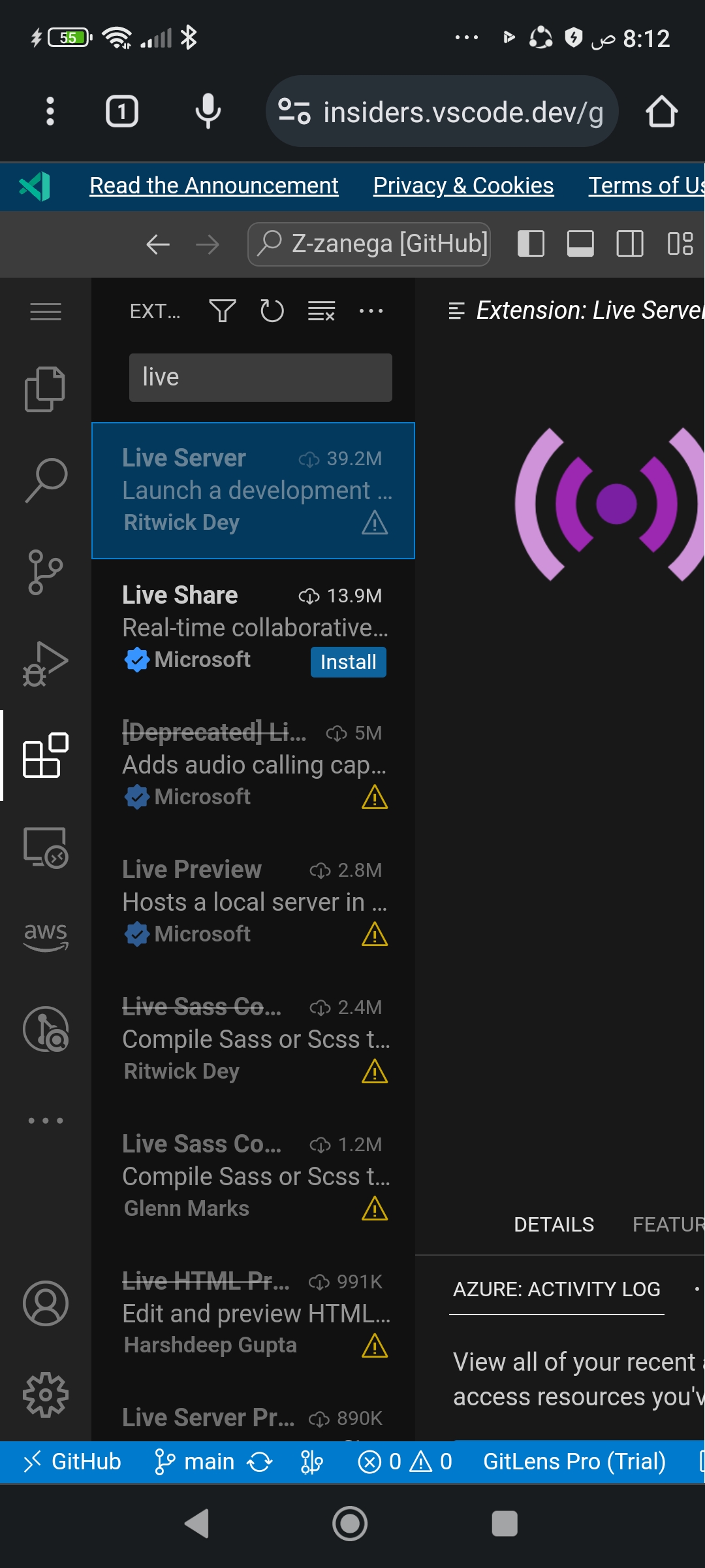 Zanega Browser · Issue 2834 · Ritwickdeyvscode Live Server · Github 