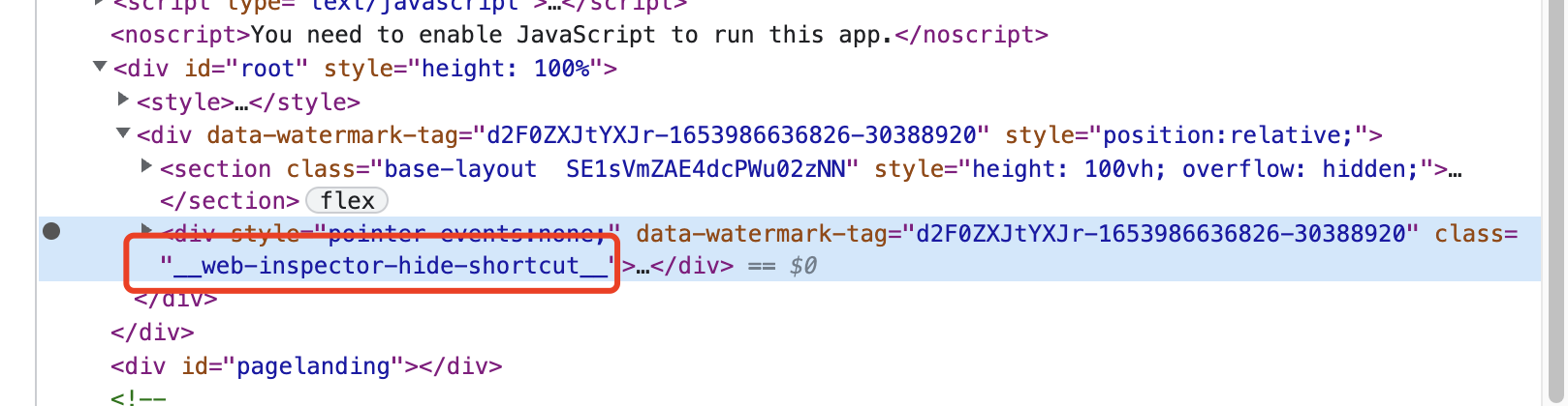 使用浏览器的inspect页面，选中element，按下快捷键h，水印会被隐藏 · Issue #112 · pansyjs/watermark · GitHub