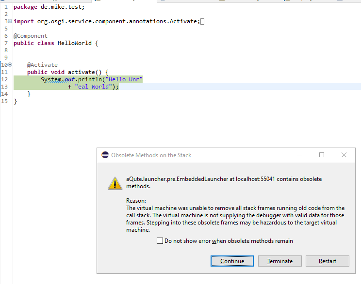 Hot Code Replacement Does Not Work While Running A Bnd Application In Eclipse · Issue 5410