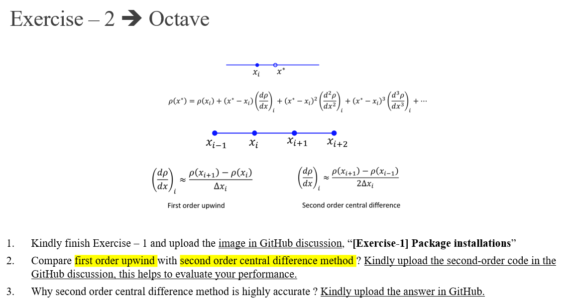 [Exercise-2] Estimate first order derivative using first order upwind and second order central ...
