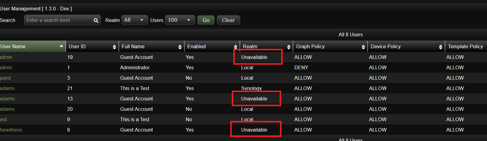 QA: After Upgrade to 1.3 Realm show 'Unavailable' for Legitamete Realms · Issue #5470 · Cacti ...
