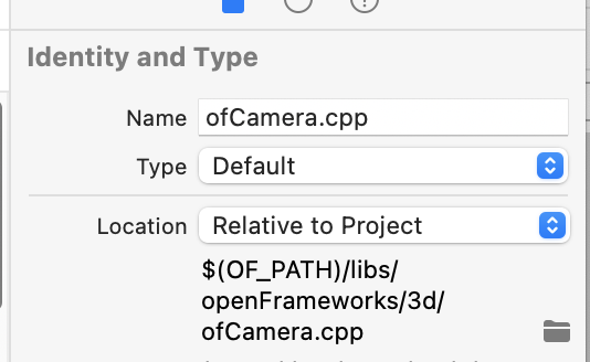 Xcode sidebar OF reference/group is relative to ../../.. wherever the project is PG-created ...
