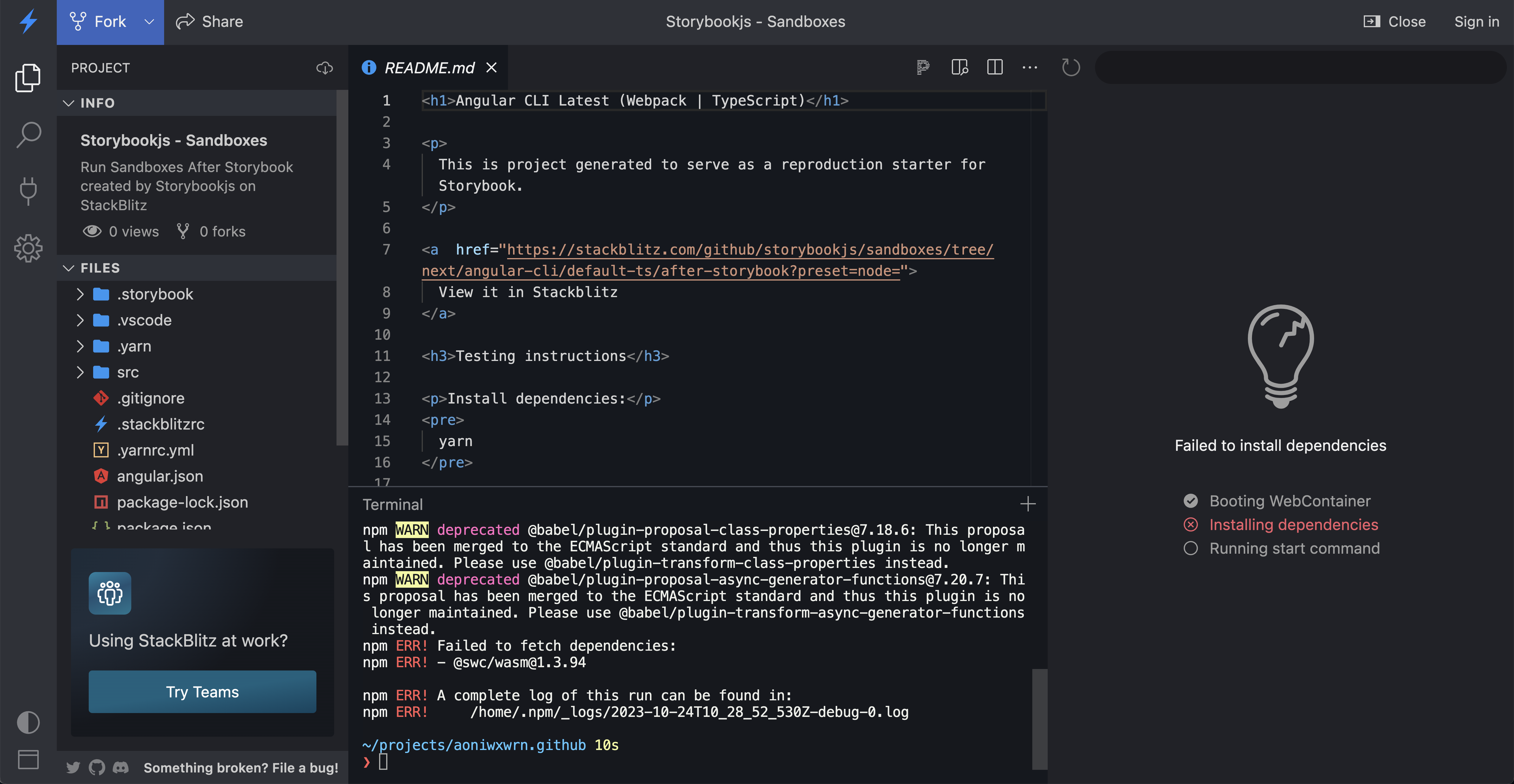 [bug] Angular New Lify App Is Broken · Issue 24567 · Storybookjs Storybook · Github