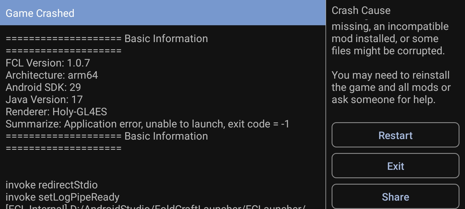 Optiforge crashing when creating world · Issue #112 · FCL-Team/FoldCraftLauncher · GitHub
