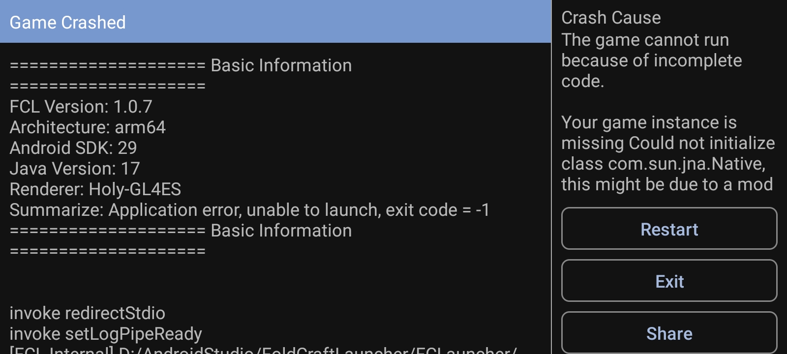 Optiforge crashing when creating world · Issue #112 · FCL-Team/FoldCraftLauncher · GitHub