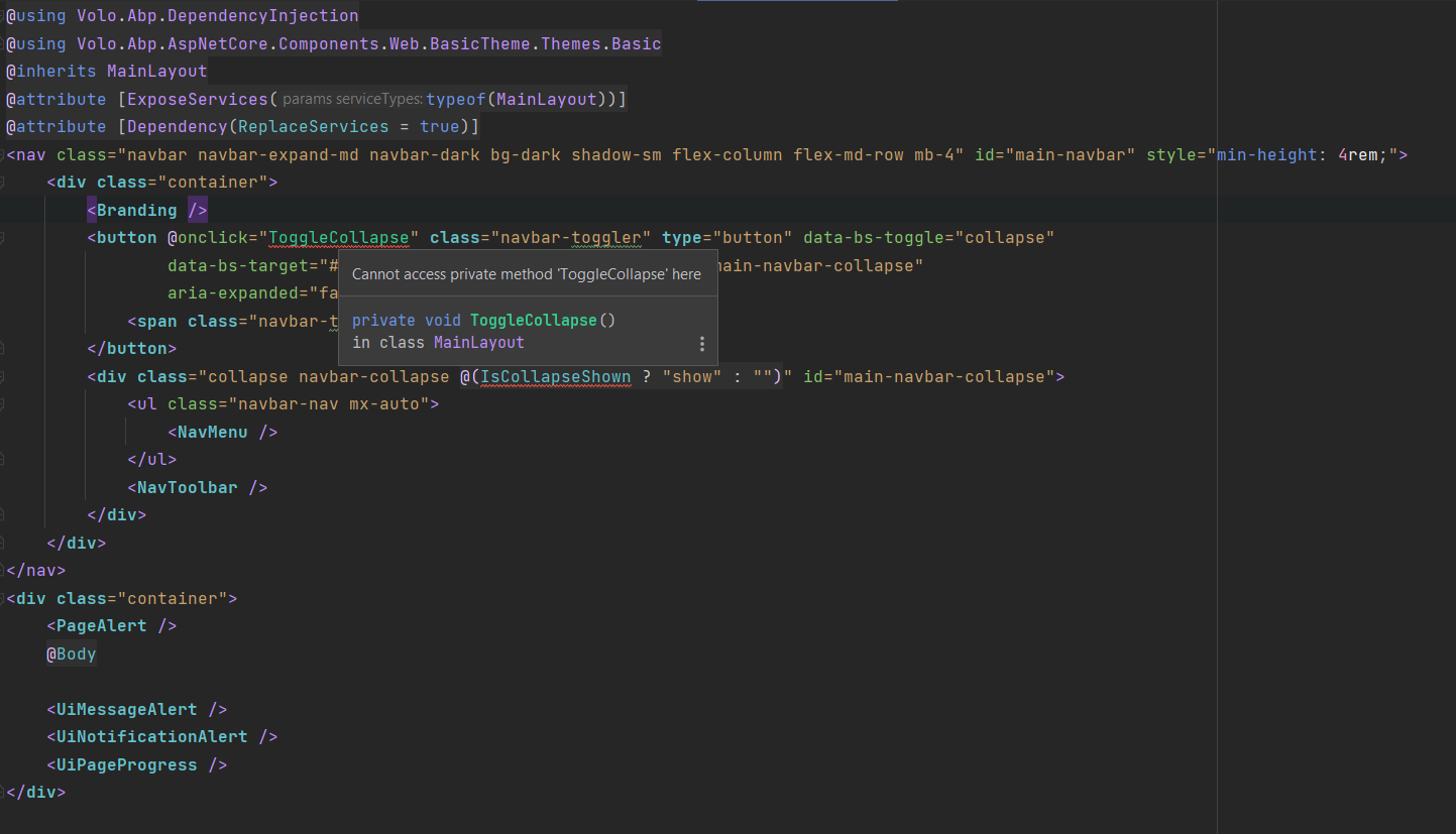 Blazor Override Razor Component · Issue 11654 · Abpframework Abp · Github