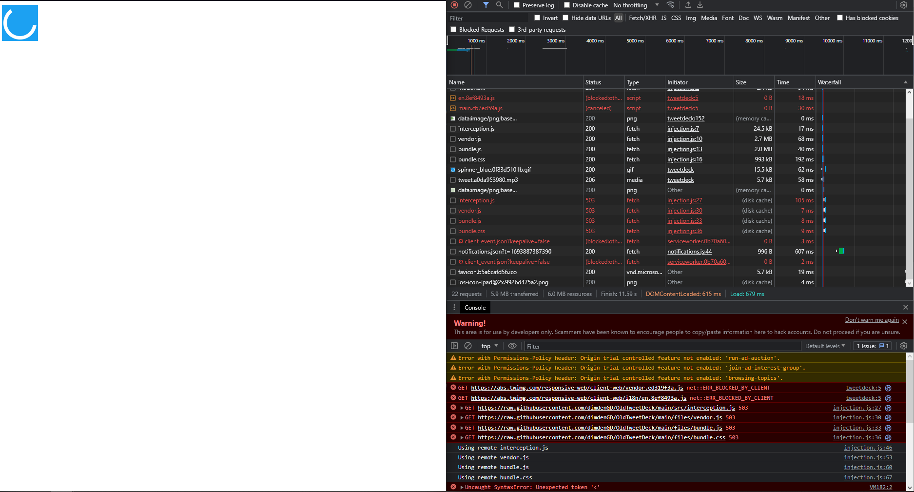Stuck at loading screen · Issue #80 · dimdenGD/OldTweetDeck · GitHub