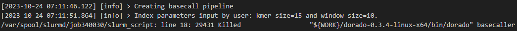 Using -x cuda for dorado basecaller but gets killed · Issue #434 · nanoporetech/dorado · GitHub