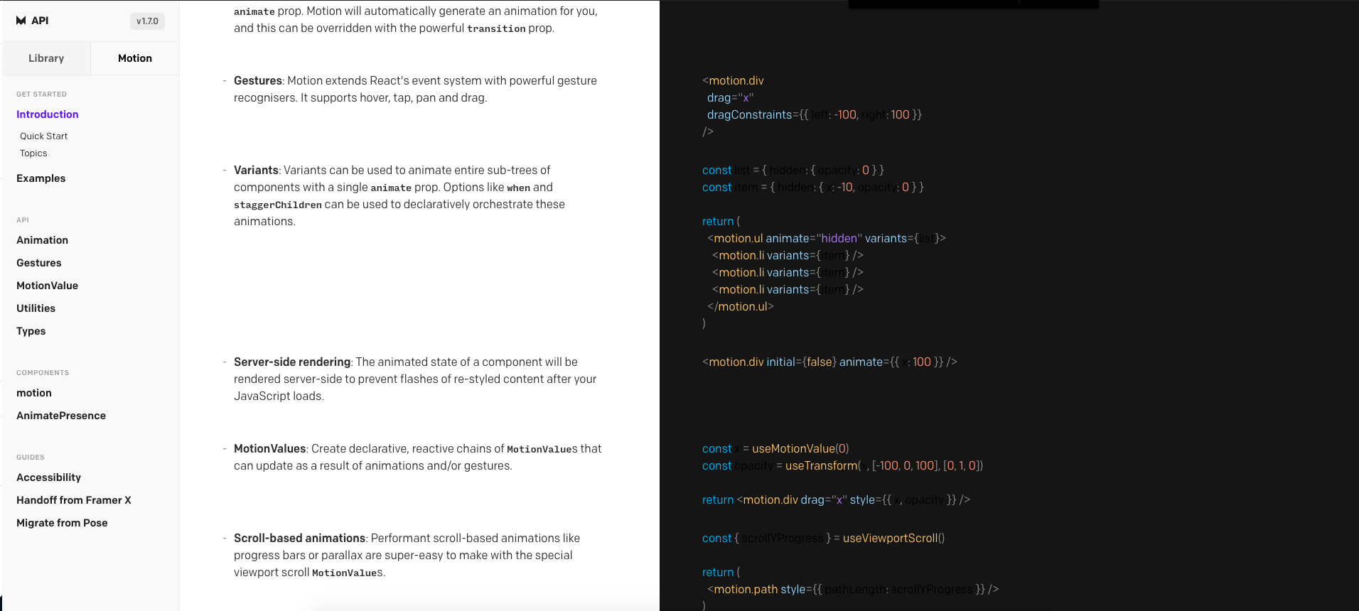 [BUG] Code examples in docs need a different color theme · Issue #415 · motiondivision/motion ...