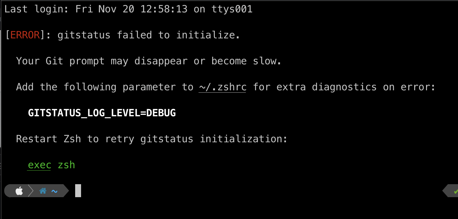 GITSTATUS error on ZSH · Issue #190 · romkatv/gitstatus · GitHub