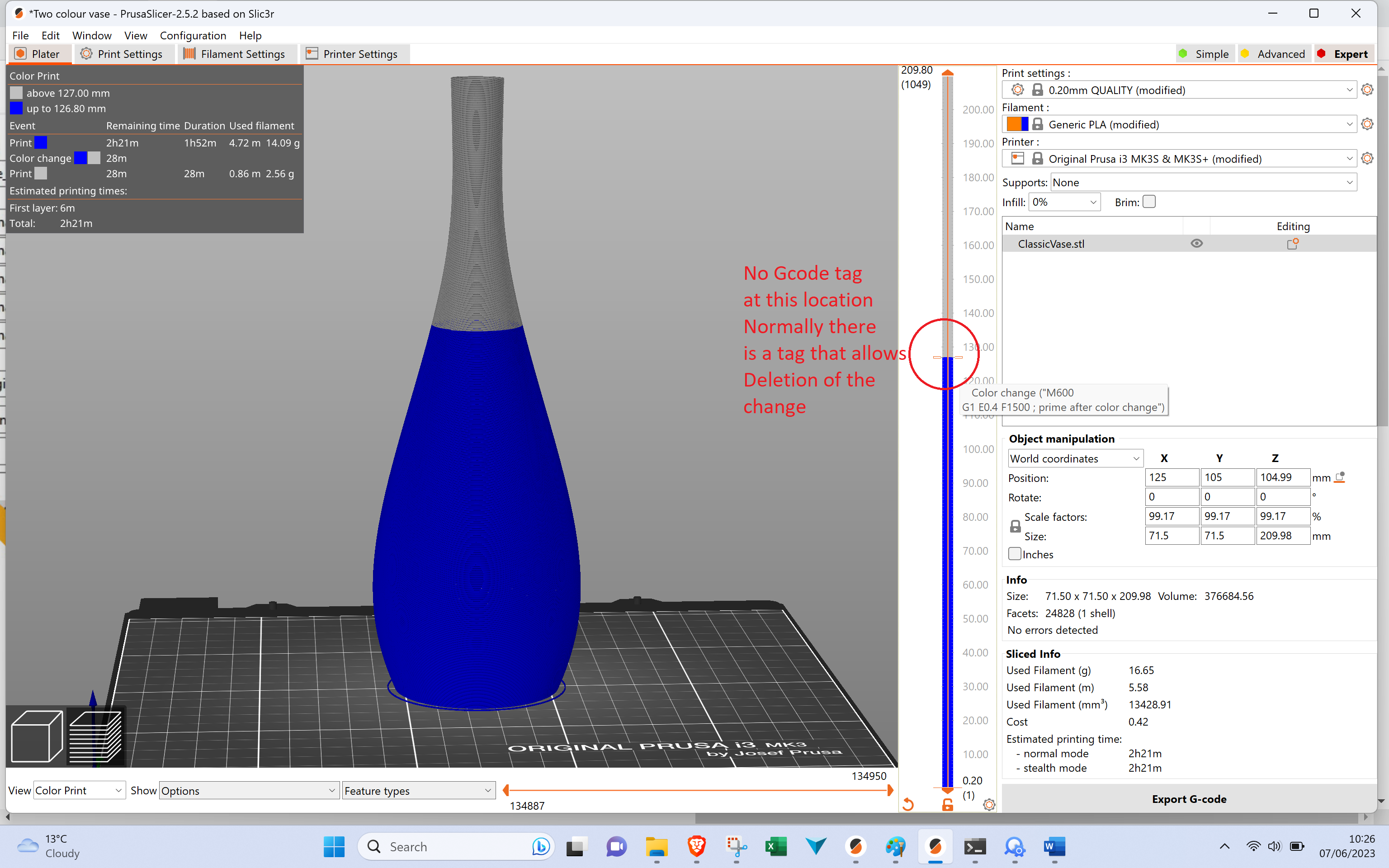 Lost Gcode icon on layer slider where colour change occurs · Issue #10759 · prusa3d/PrusaSlicer ...