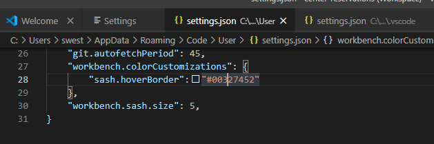Add hover/drag sash color · Issue #99709 · microsoft/vscode · GitHub
