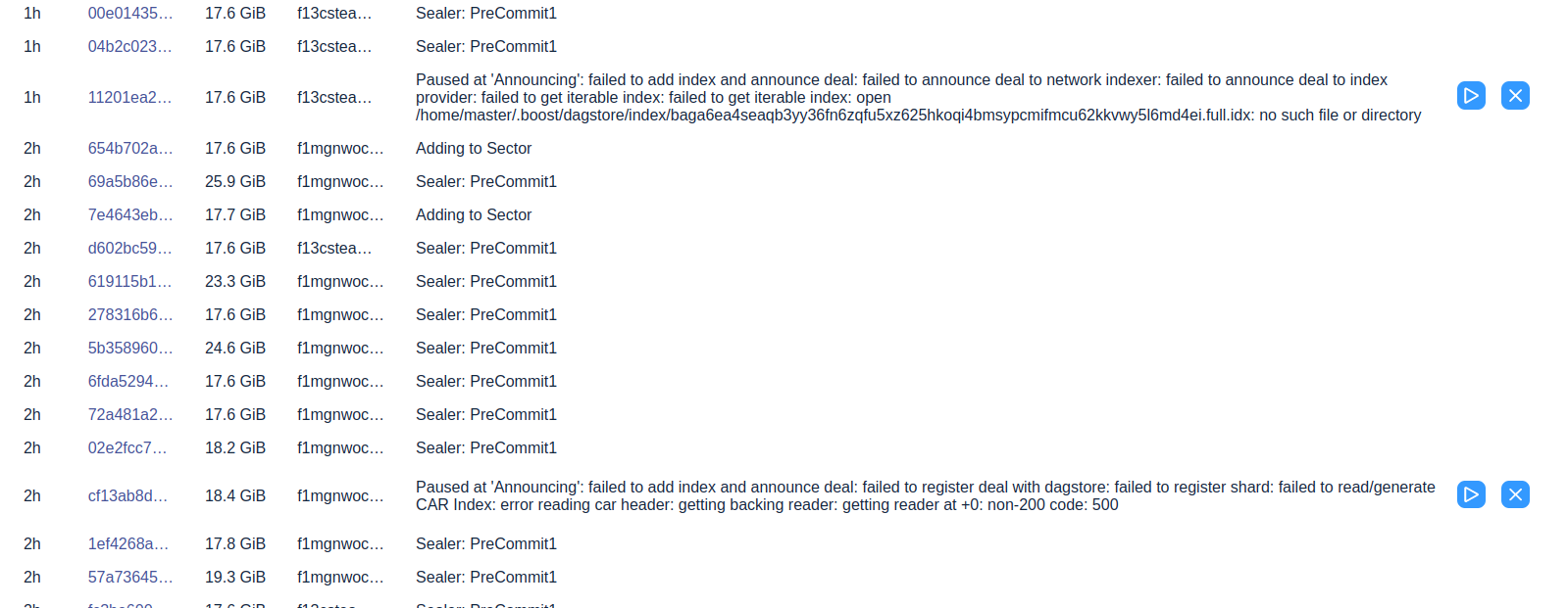 Boost deals stuck at "failed to add index and announce deal" · Issue #1273 · filecoin-project ...