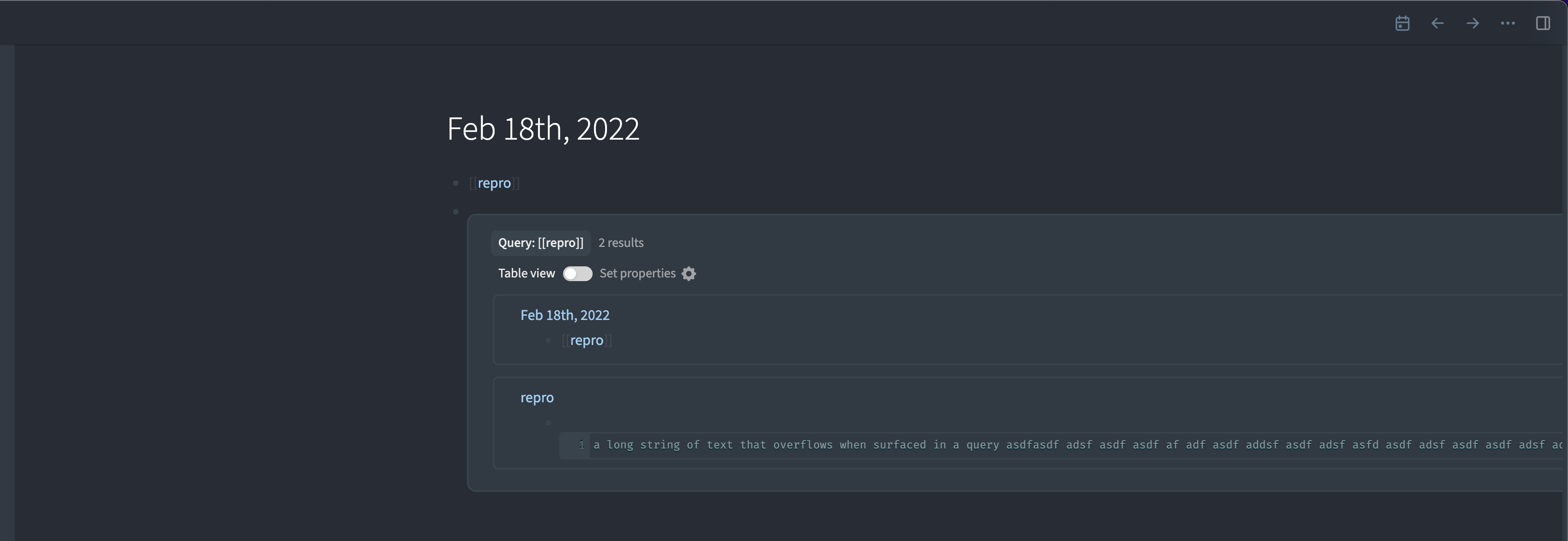 Code Blocks Do Not Wrap Lines In Query Results 060 Regression · Issue 4273 · Logseqlogseq